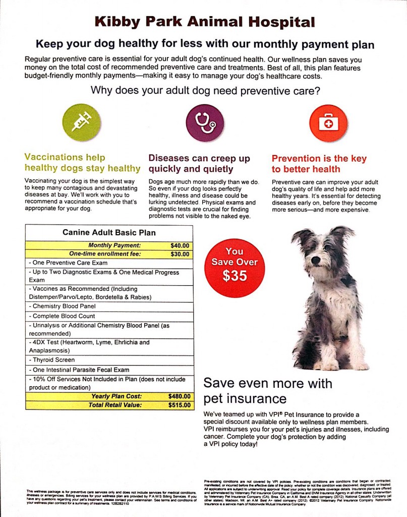 Plan Canine Adult Basic - Kibby Park Animal Hospital